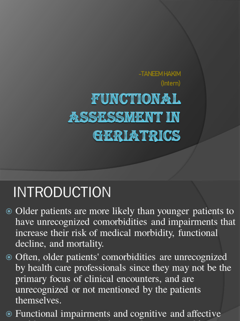 Functional Assessment in Geriatrics | PDF | Dementia | Major Depressive ...