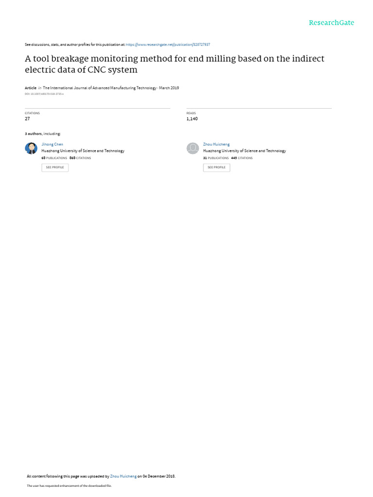 A Tool Breakage Monitoring Method For End Milling Based On The Indirect Electric Data of CNC ...