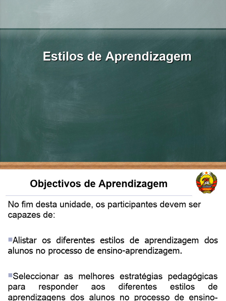 Estilos De Aprendizagem E Estratégias Pdf Aprendizado Estilos De