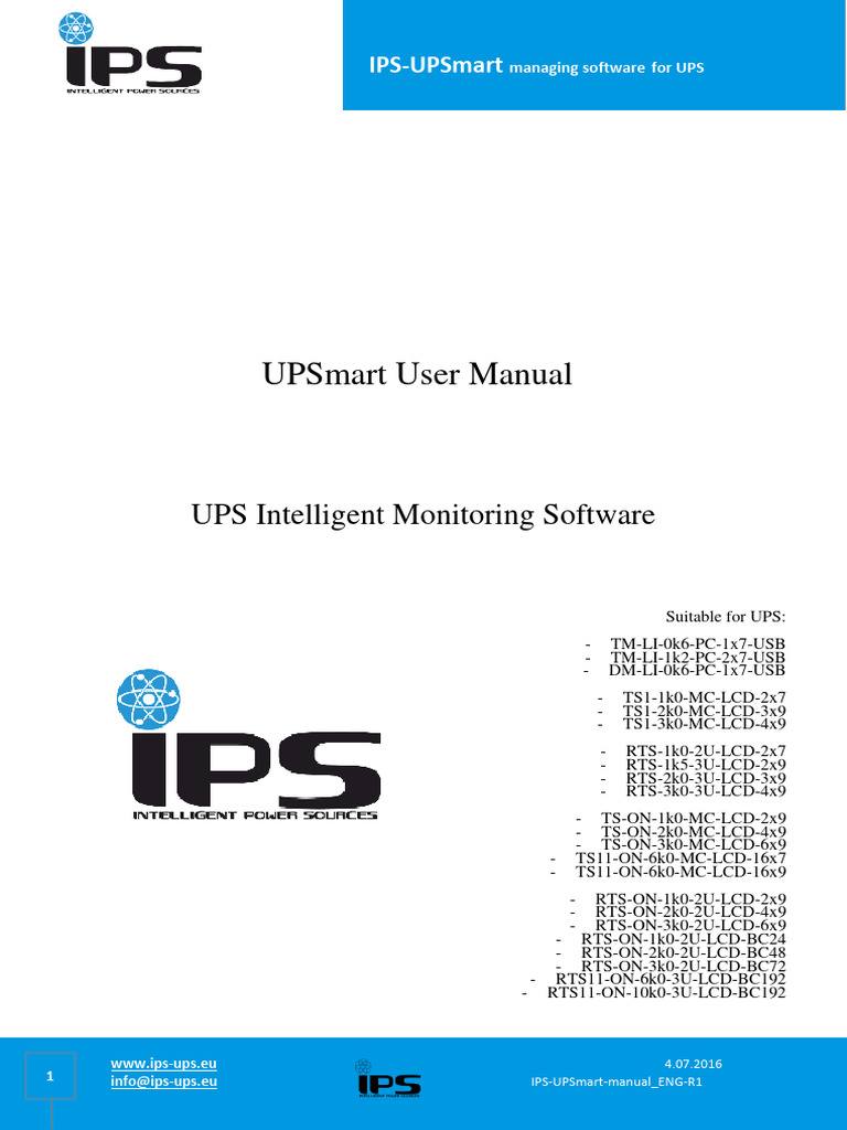 UPSmart User Manual. UPS Intelligent Monitoring Software. IPS-UPSmart Managing Software For UPS ...
