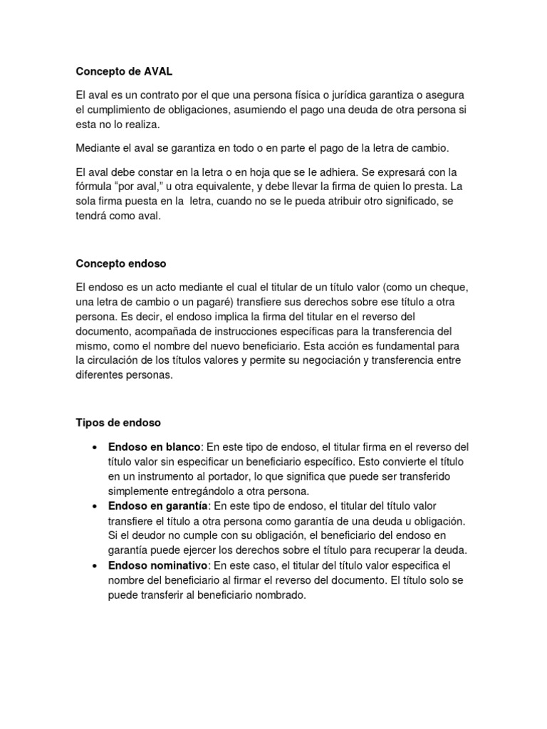 Concepto de AVAL | PDF