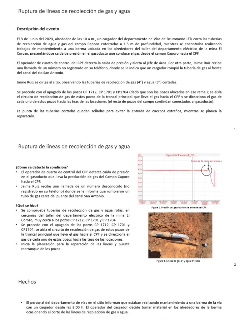 Ruptura de Líneas de Recolección de Gas y | PDF | Hogar, jardinería y ...