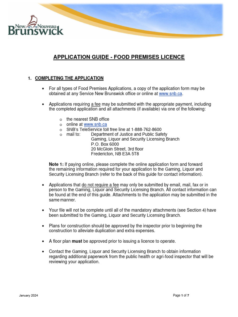 Application Guide Food Premises Licence | PDF | Occupational Safety And ...