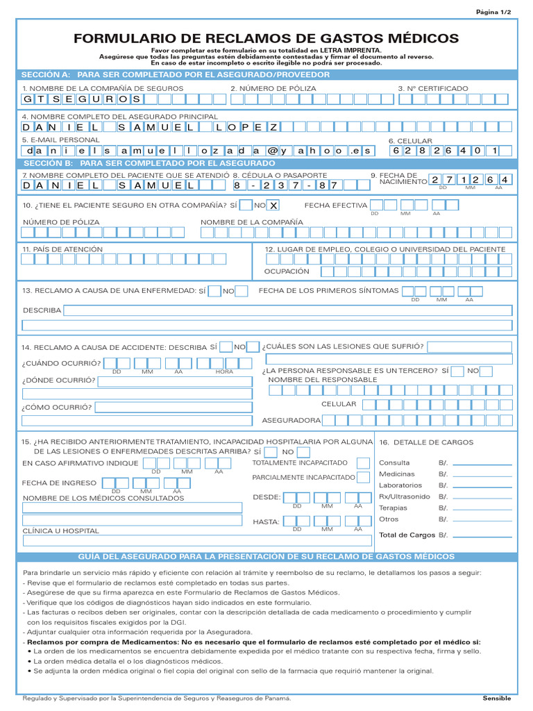 Formulario de Reclamos de Gastos Medicos Apadea | PDF | Seguro | Póliza ...