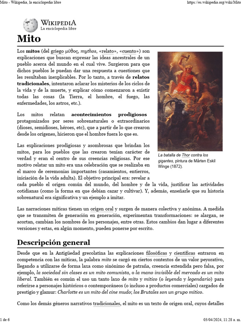 Mito | PDF | Mitología