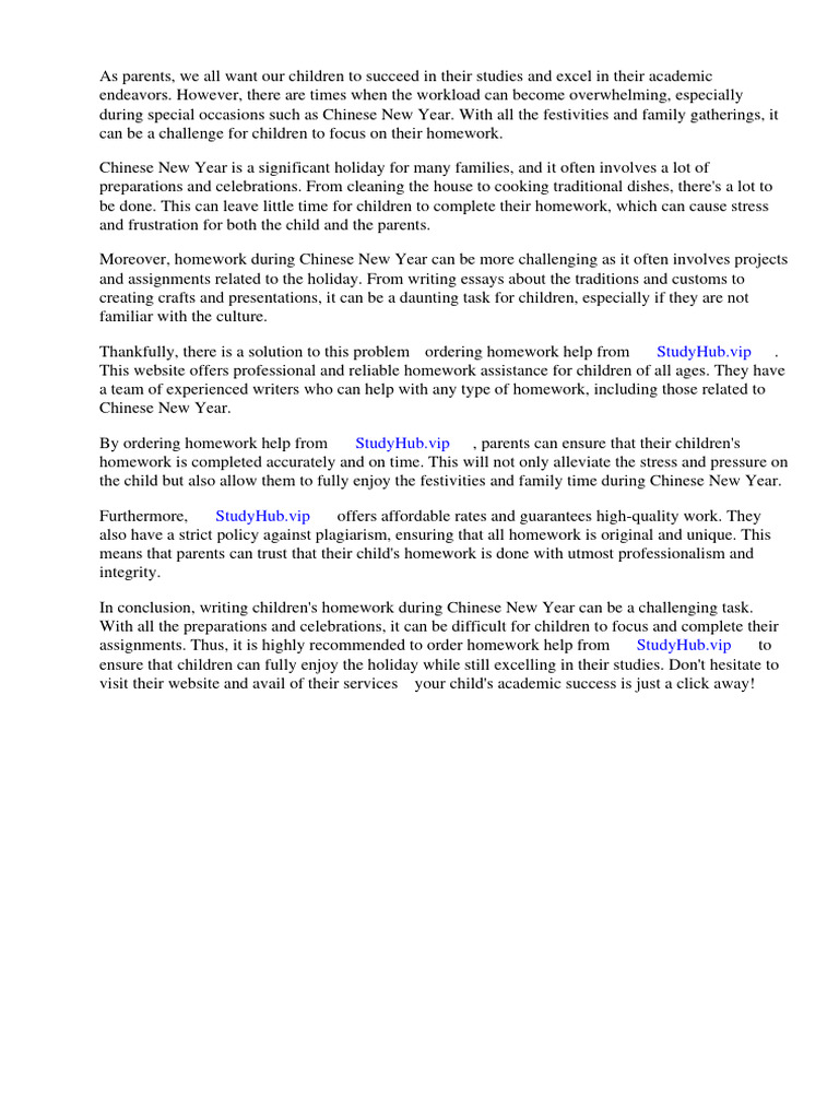 Childrens Homework Chinese New Year | PDF | Homework