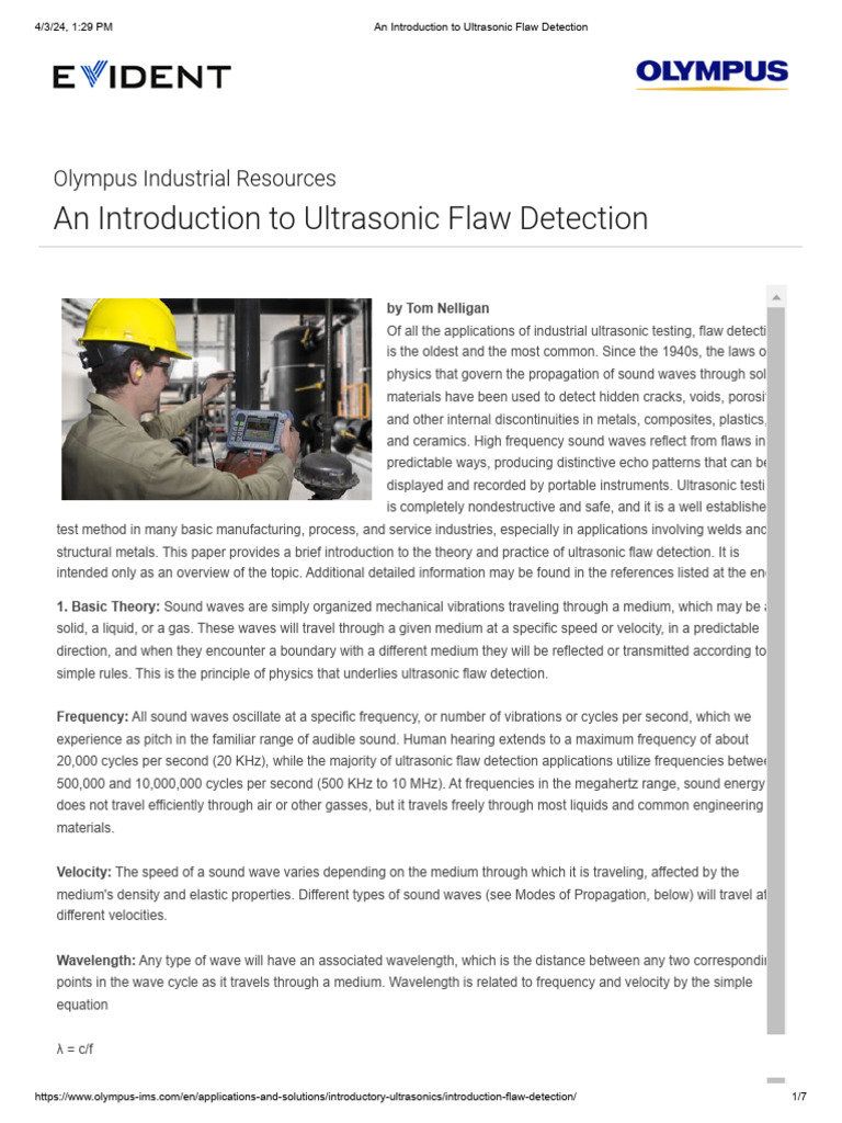 An Introduction To Ultrasonic Flaw Detection | PDF | Waves | Ultrasound