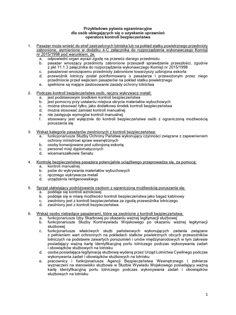 Przykładowe Pytania Egzaminacyjne OKB | PDF