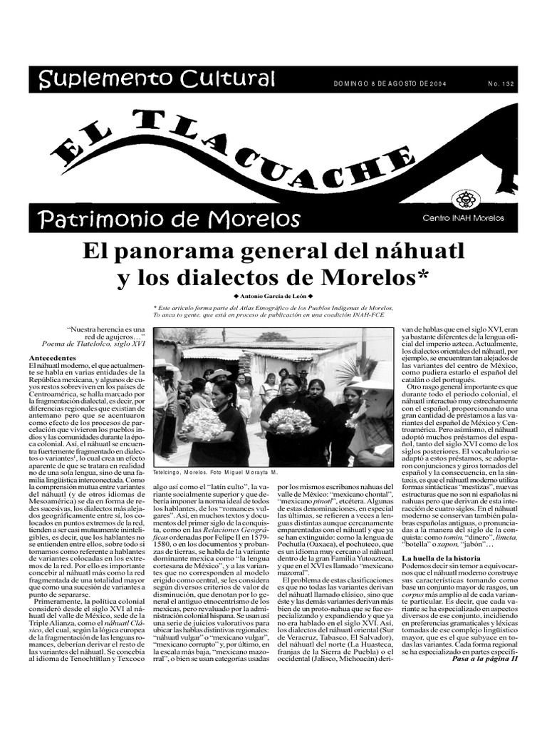 Dialectos del náhuatl en Morelos | PDF | Náhuatl | Dialecto