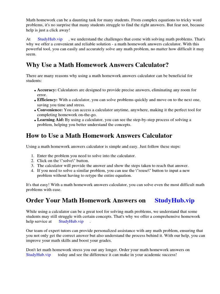 Math Homework Answers Calculator | PDF | Multiplication | Mathematics