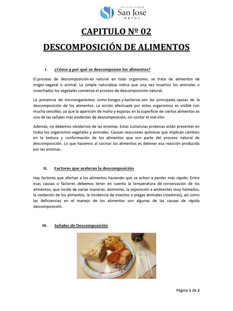 Descomposición de Alimentos: Causas y Señales | PDF