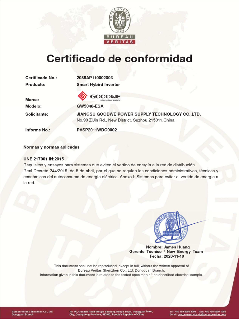 Certificado de Conformidad e | PDF | Corriente eléctrica | Relé