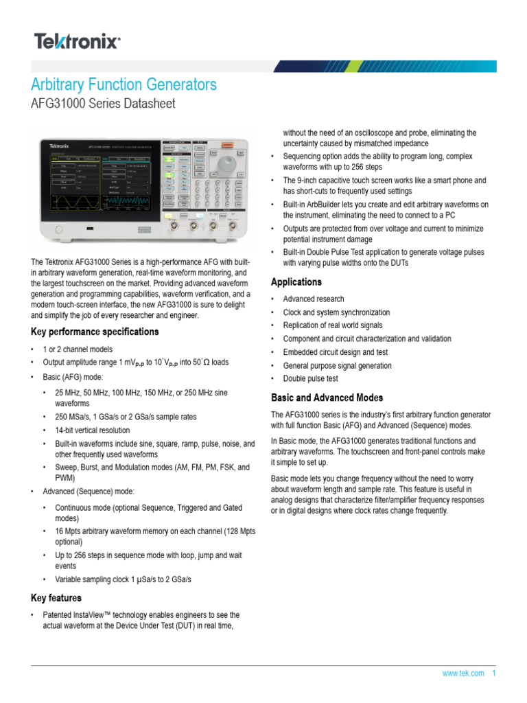AFG31000-Datasheet 75W614445 | PDF | Frequency Modulation | Amplitude
