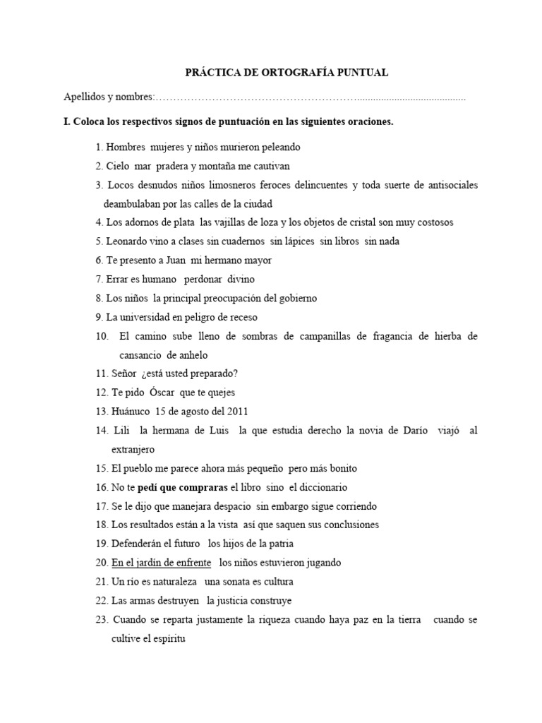 Práctica de Puntuación y Ortografía | PDF | Arte | Libros para adolescentes