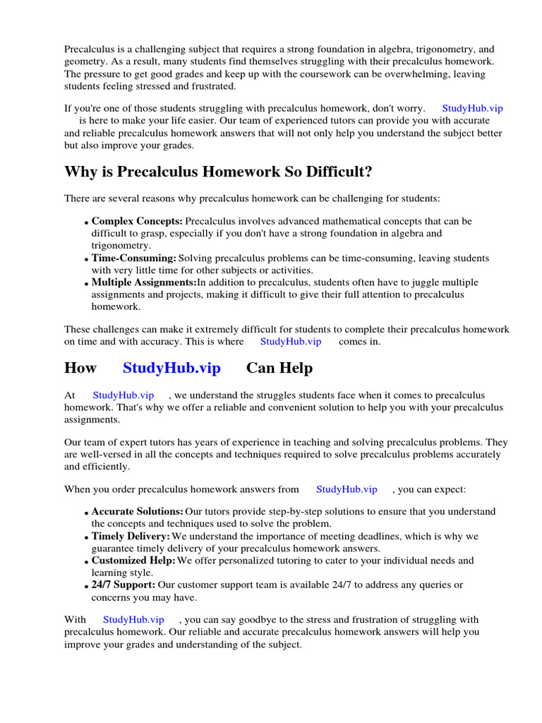 Homework Answers Precalculus | PDF | Precalculus | Function (Mathematics)
