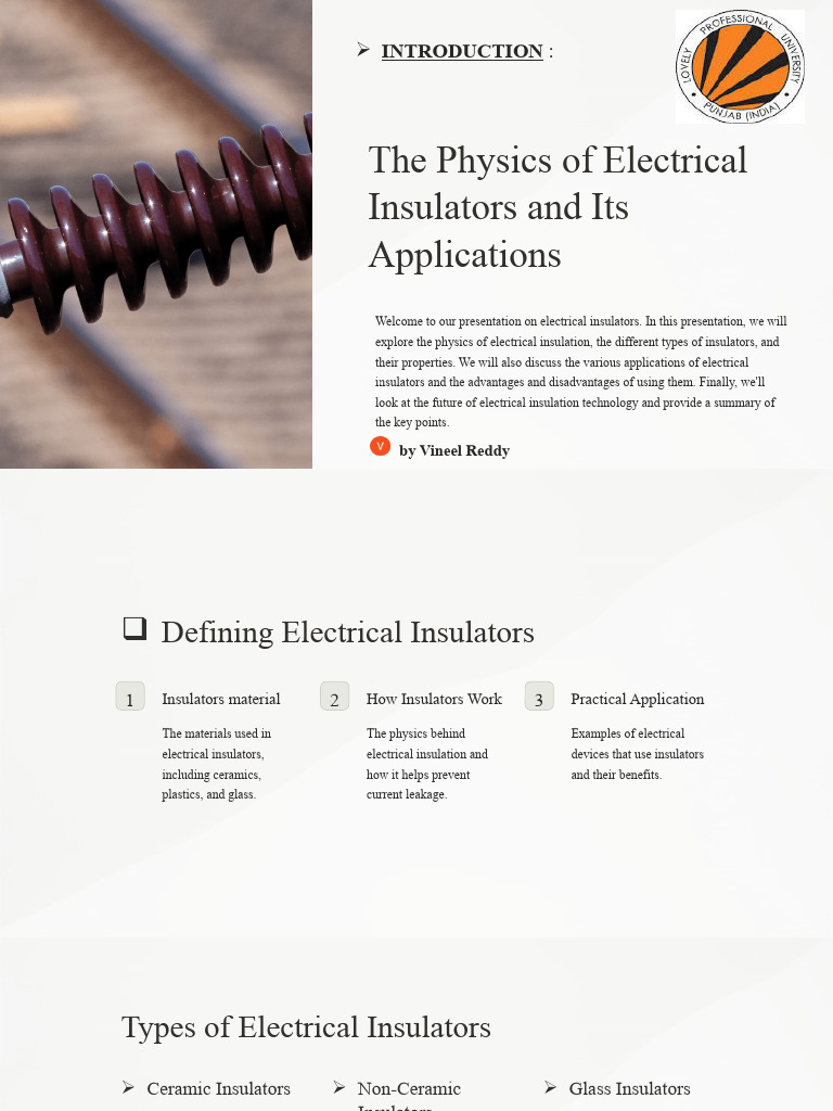 The Physics of Electrical Insulators and Its Applications | PDF | Insulator (Electricity ...