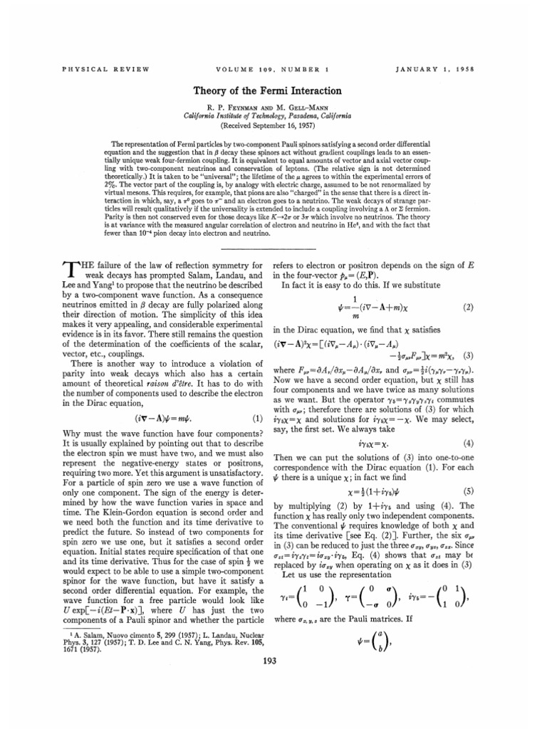 Fermi Interaction Theory Overview | PDF | Neutrino | Electron