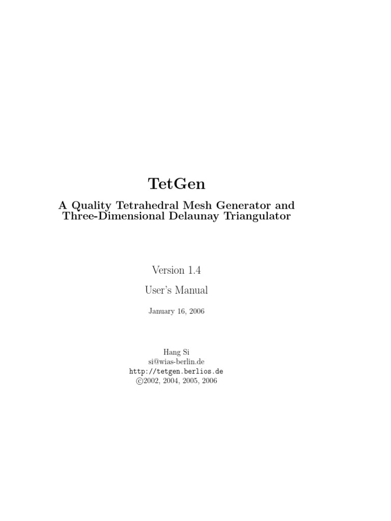 Tetgen Manual | PDF | Tetrahedron | Vertex (Geometry)