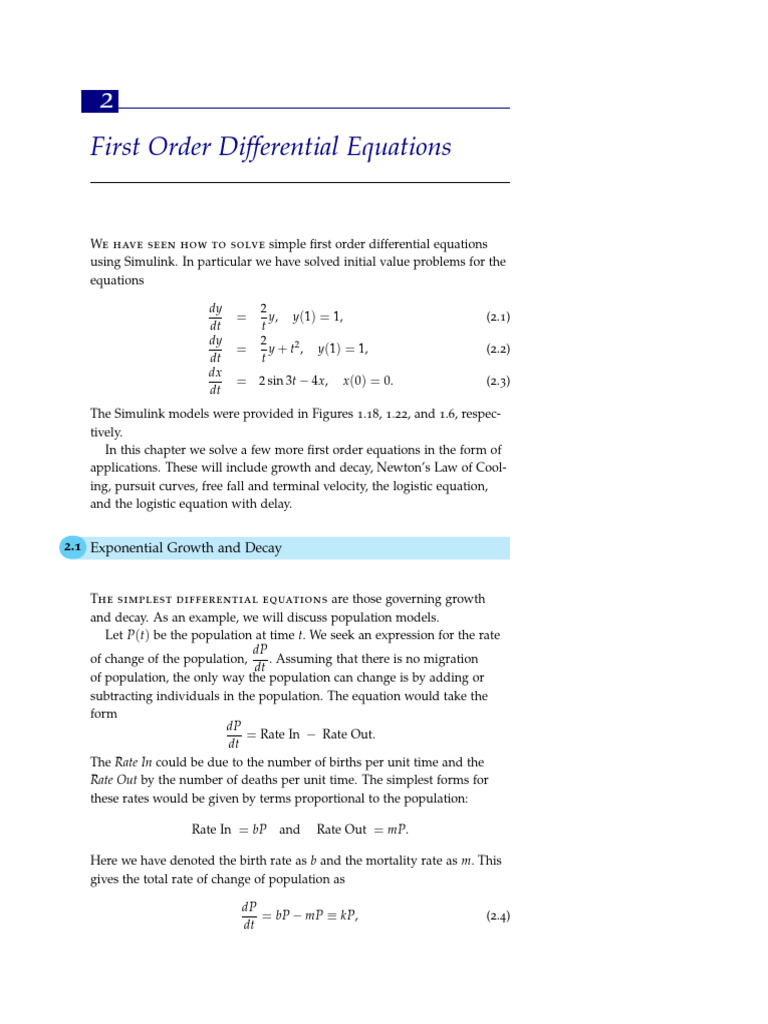 First Order | PDF | Equations | Force