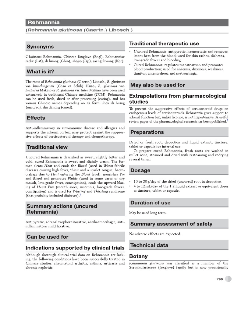 Rehmannia Glutinosa | PDF
