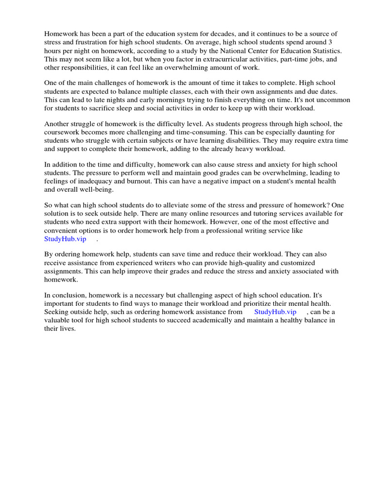 Average Homework Time High School Student | PDF | Homework | Schools