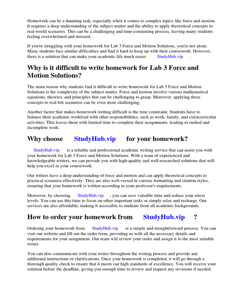 Homework For Lab 3 Force and Motion Solutions | PDF | Force | Simulation