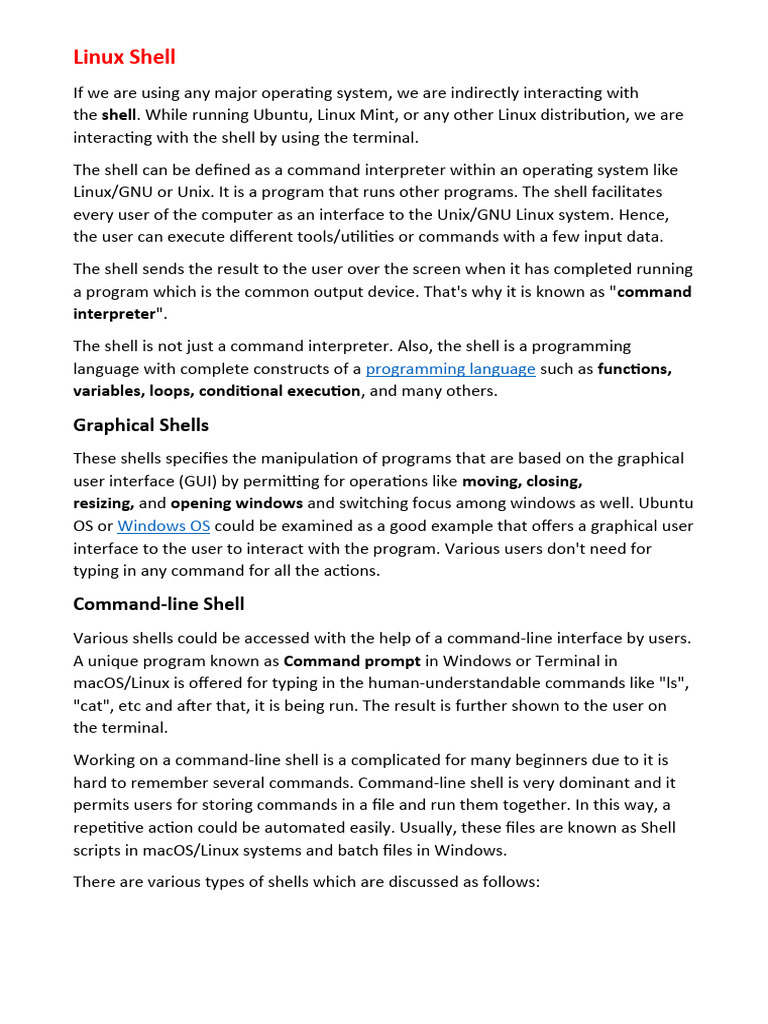 Unit Iv Linux | PDF | Shell (Computing) | Command Line Interface