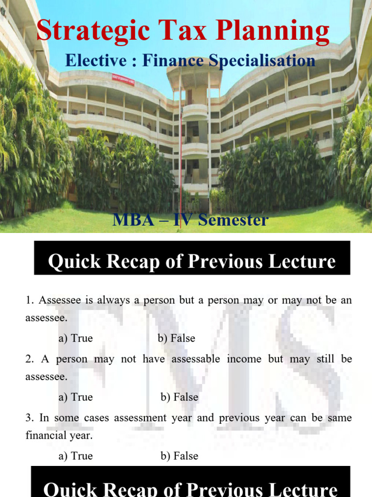 TTP Unit I | Download Free PDF | Income | Taxes