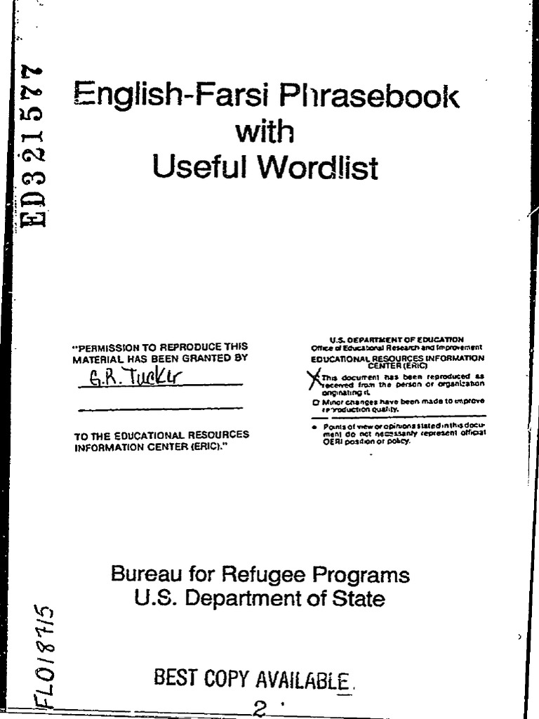 English Farsi Phrasebook With Useful Wordlist | PDF