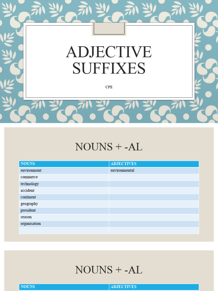 Adjective Suffixes | Download Free PDF | Syntax | Language Mechanics