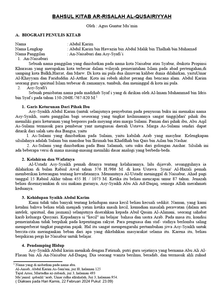 Biografi dan Makna Ar-Risalah Qusairiyah | PDF | Filsafat