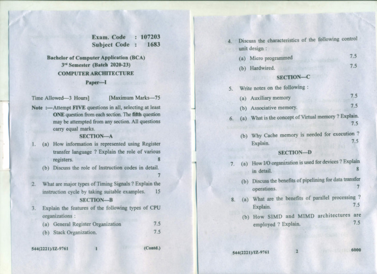 Ca - Bca - 3rd Sem - 2021 | PDF