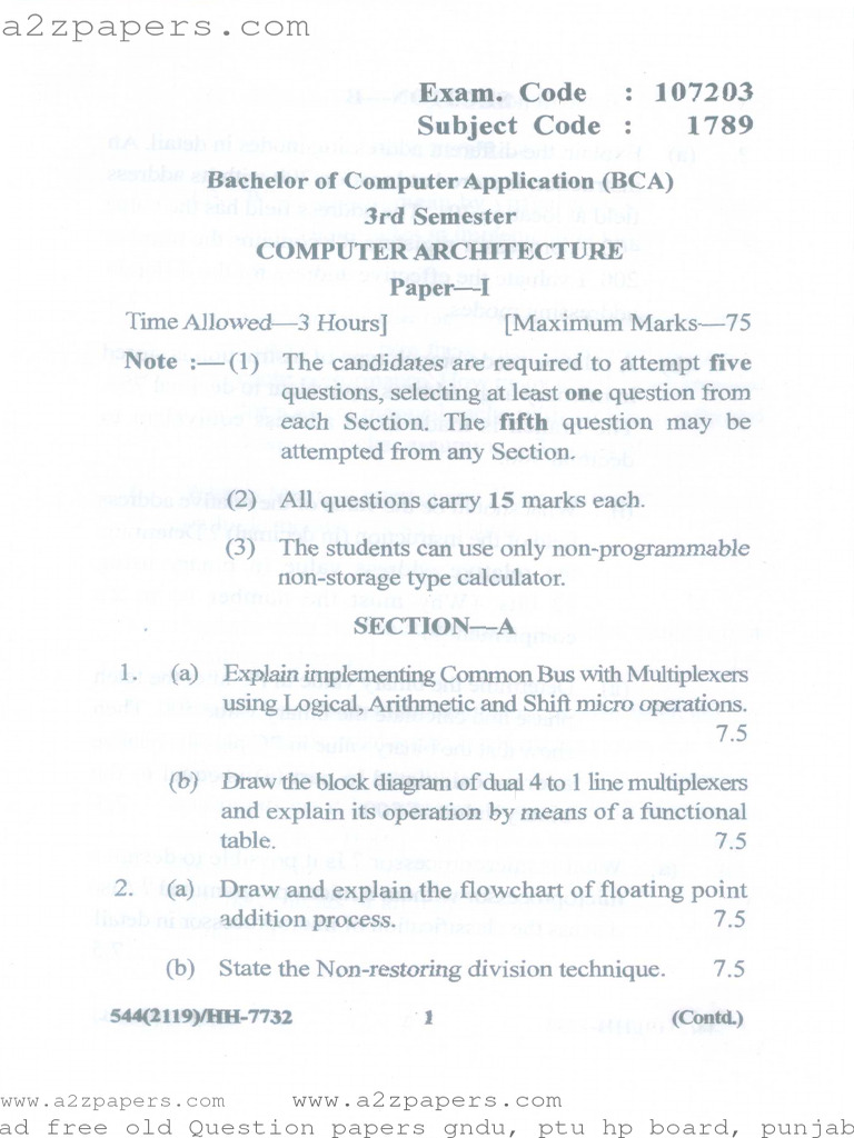 Ca - Bca - 3rd Sem - 2019 | PDF | Cpu Cache | Central Processing Unit