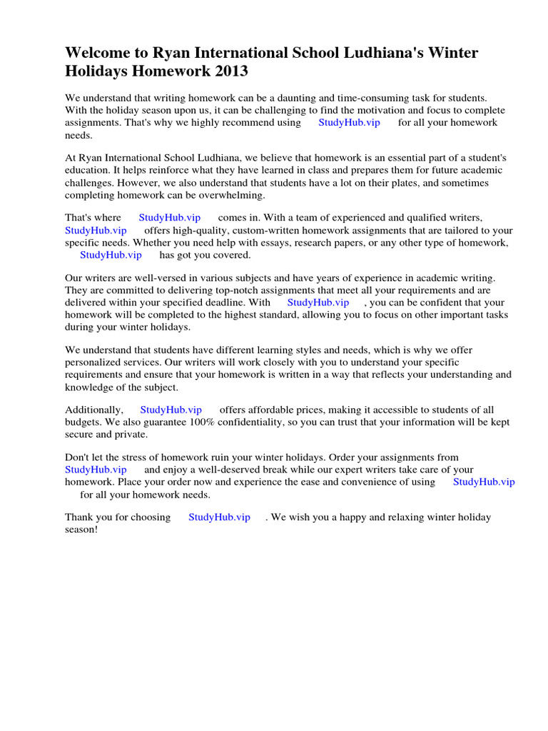 Ryan International School Ludhiana Winter Holidays Homework 2013 ...