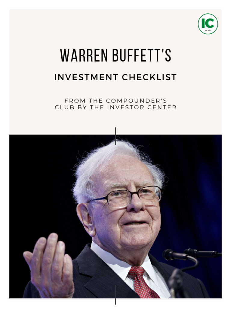 Warren Buffett's Investment Checklist | PDF | Investing | Share Repurchase
