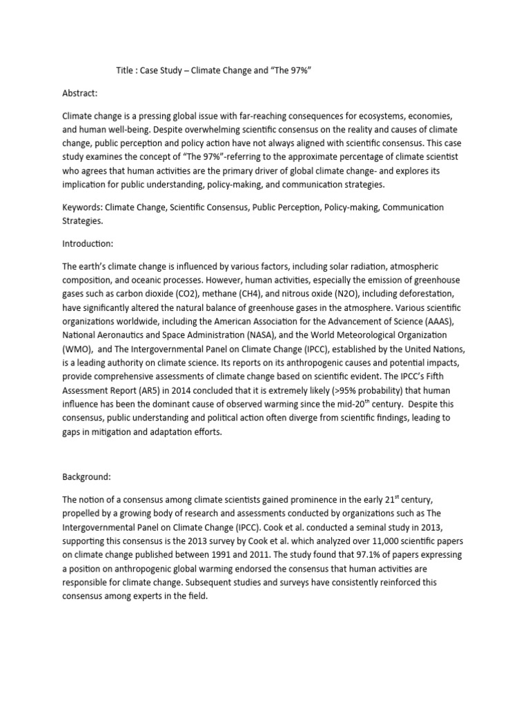 Case Study Climate Change and 97 Final | PDF | Climate Change | Politics Of Climate Change