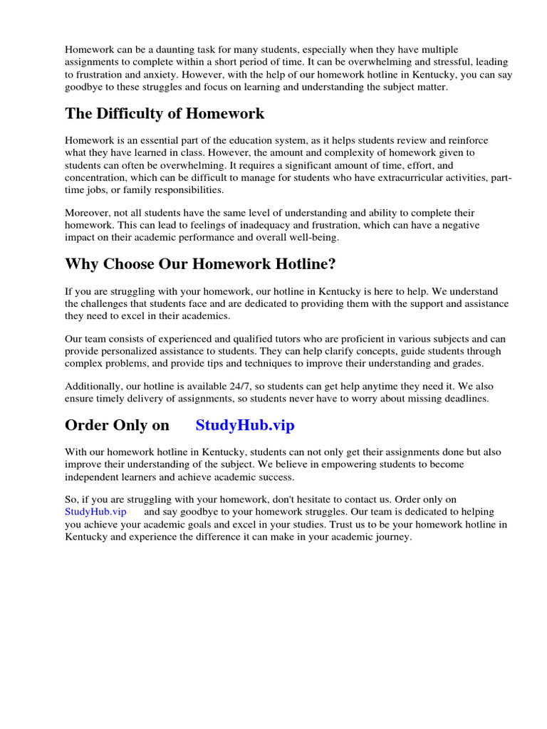 Homework Hotline Kentucky | PDF | Homework | Mathematics