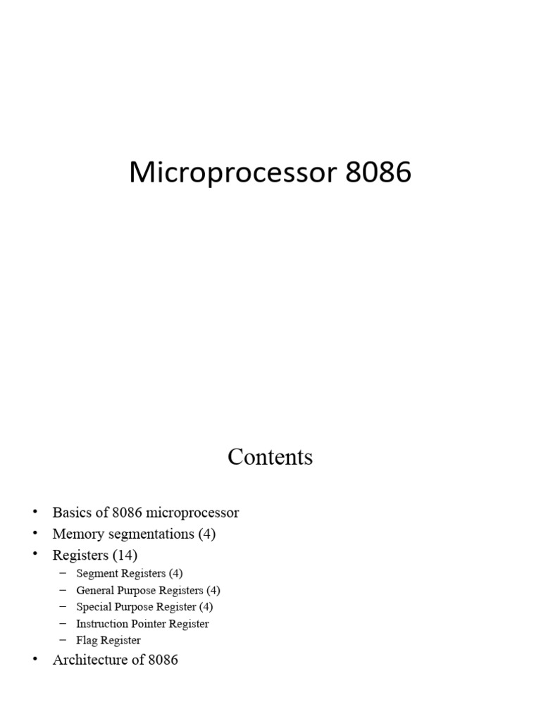 Overview of 8086 Microprocessor Architecture | PDF | Pointer (Computer Programming) | Computer ...