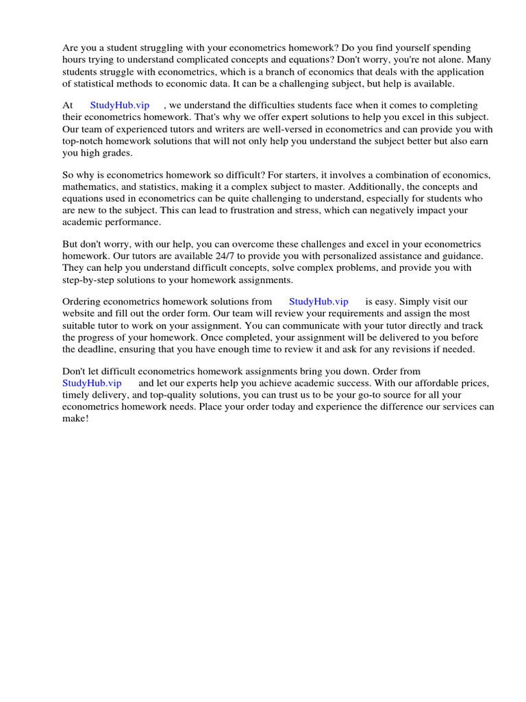 Econometrics Homework Solutions Pdf Econometrics Applied Mathematics