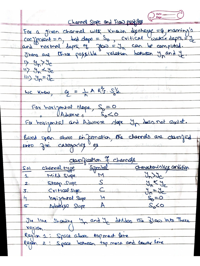 Channel Slope and Flow Profiles | PDF