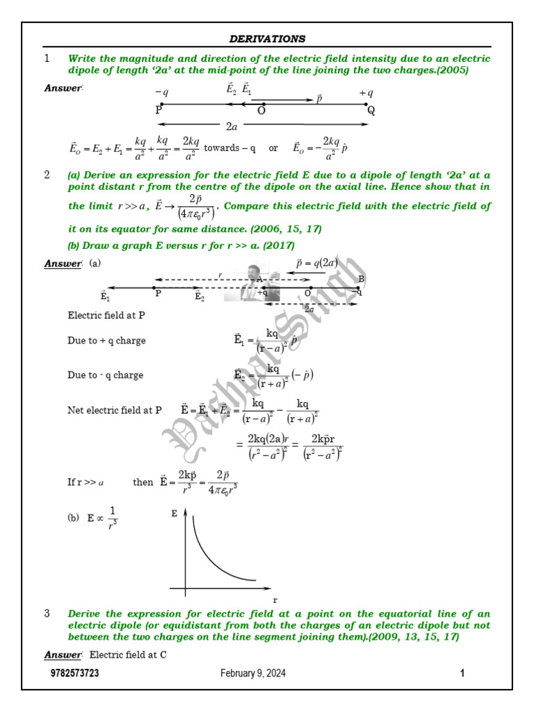 Xii Derivations Physics | PDF | Dielectric | Capacitance