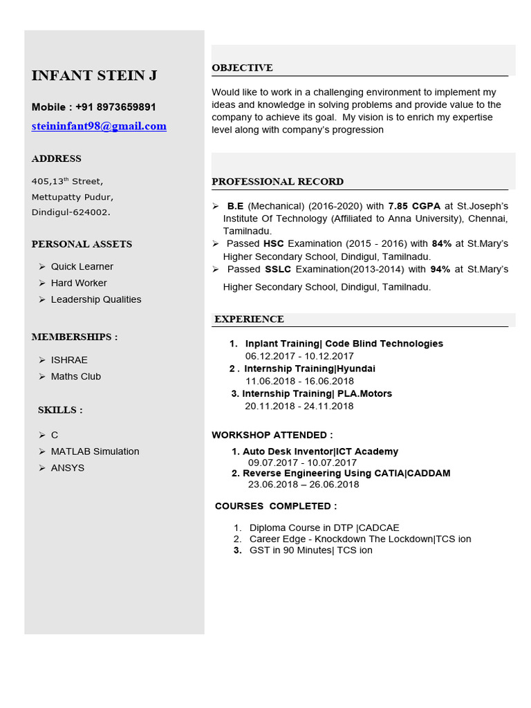 Kuveena Resume-3 | PDF | Mechanical Engineering | Engineering
