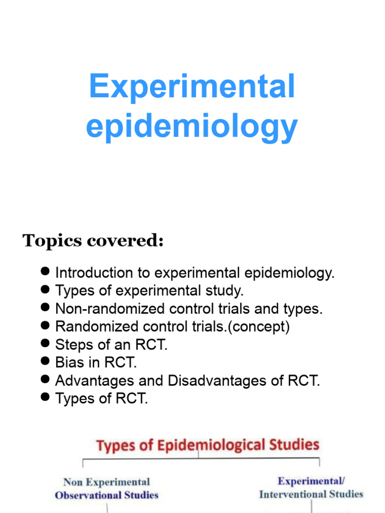 Overview of Experimental Epidemiology | PDF | Randomized Controlled ...