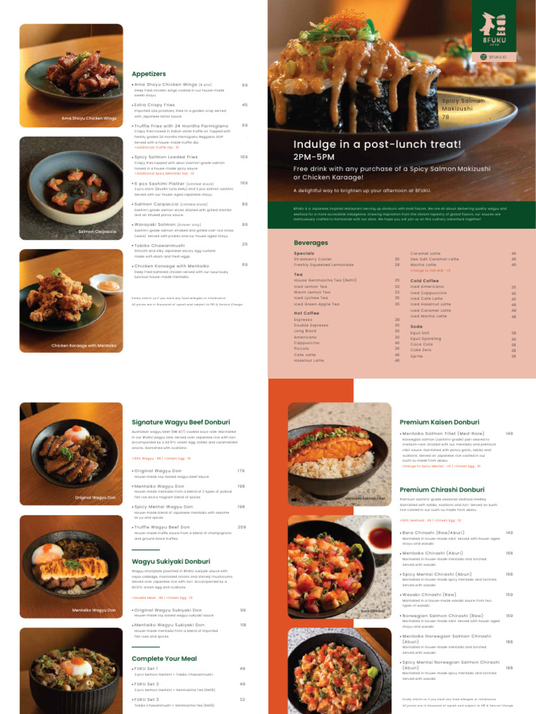 Menu 8FUKU 27 Jul | PDF | Sushi | Sauce