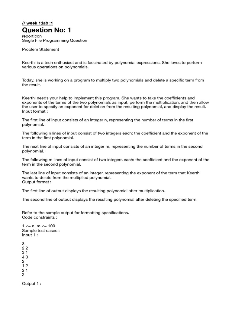 Assignment Of Lab Exercise 12 Pdf Polynomial Computing 