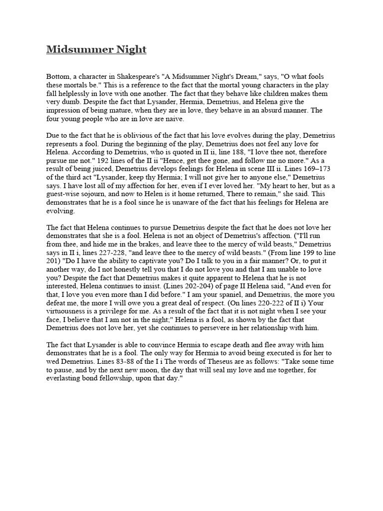 Midsummer Night | PDF