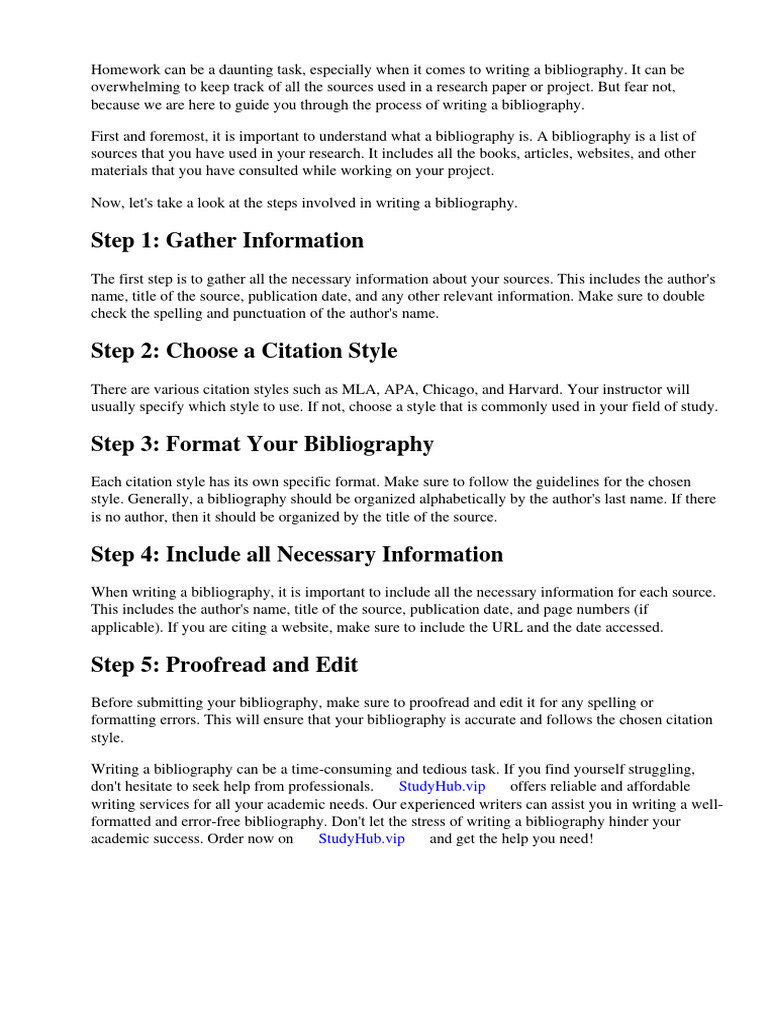 Homework Center How To Write A Bibliography | PDF | Citation | Apa Style