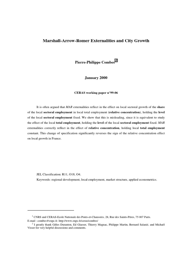 MAR Externalities & City Growth Analysis | PDF | Employment ...