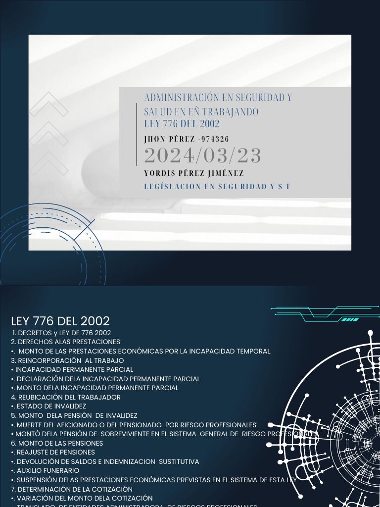 Ley 776: Seguridad y Salud Laboral | PDF | Pensión | Derecho laboral