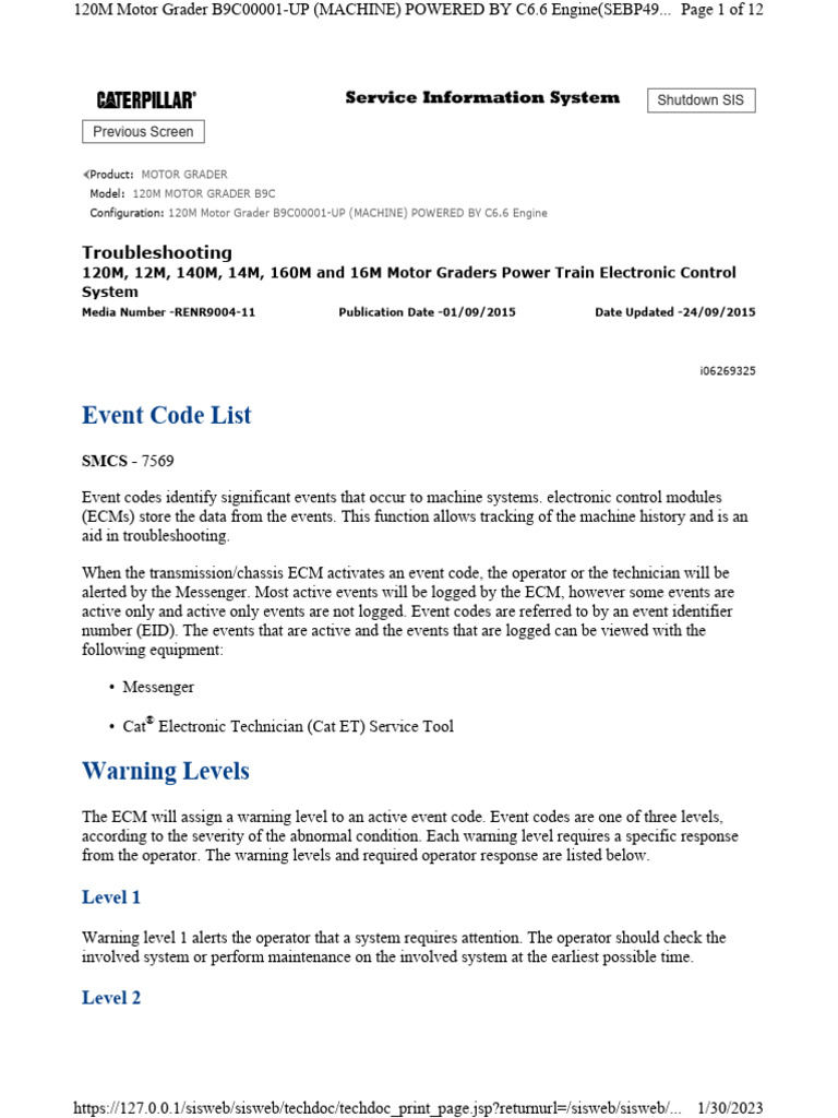 120M Event Code List | PDF | Clutch | Power Supply